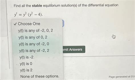 Solved Find All The Stable Equilibrium Solutions ﻿of The