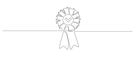 진드기가있는 수상자 상 배지의 연속 선 그리기 프리미엄 품질의 제품과 높은 보증 개념과 간단한 선형 스타일로 승인 된 선택 편집