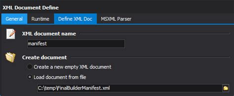 modifying xml manifest files with finalbuilder