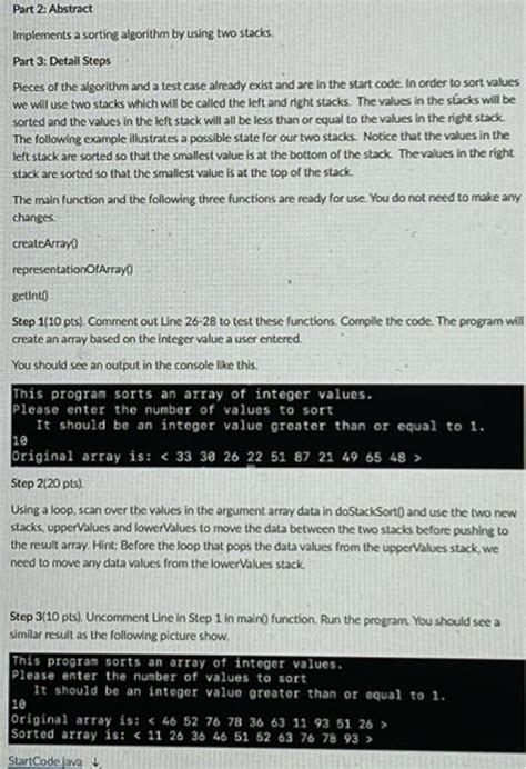 Solved Part 2 Abstract Implements A Sorting Algorithm By