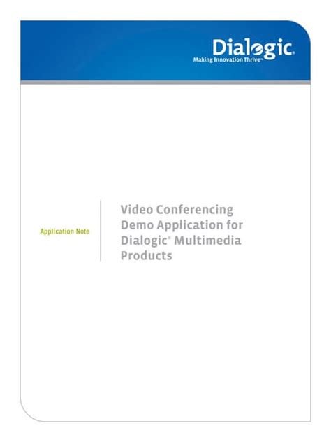 video conferencing demo application for dialogic® multimedia pdf