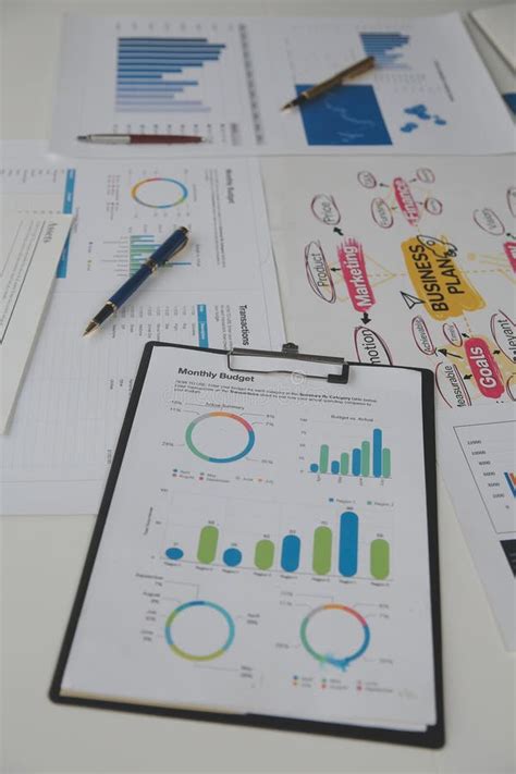 Close Up Of Business Team Analyzing Income Charts And Graphs With