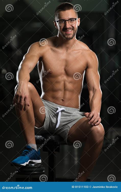 Nerd Man After Exercise Resting In Gym Stock Image Image Of Athlete Healthy 81511103
