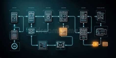 Workflow Visualization Showcasing Digital Processes And Interfaces In A