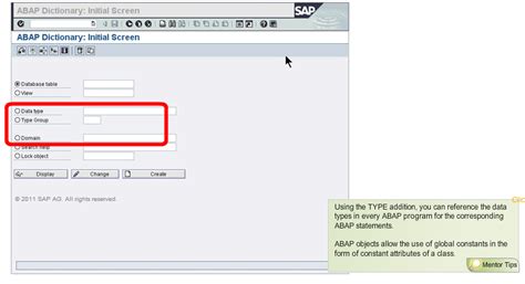 Sapsystemsofreza Taw10 Data Objects In Abap Dictionary