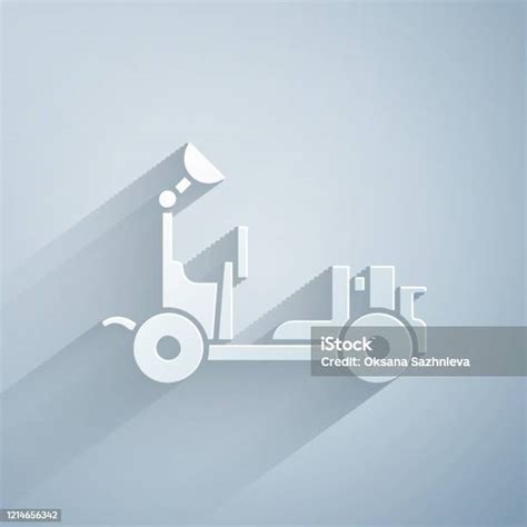 회색 배경에 고립 된 종이 컷 화성 로버 아이콘 우주 로버 문워커 사인 행성 표면을 연구하기위한 장치 종이 아트 스타일입니다 벡터 일러스트레이션 과학에 대한 스톡 벡터 아트