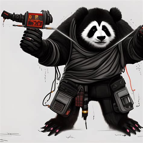 Cyberpunk Panda With Flamethrowers · Creative Fabrica