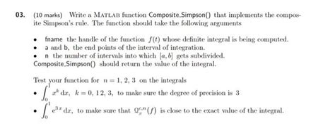 Solved 3 10 Marks Write A Matlab Function