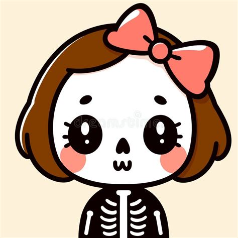 Cute Girl In A Skeleton Costume And A Bow Vector Illustration In