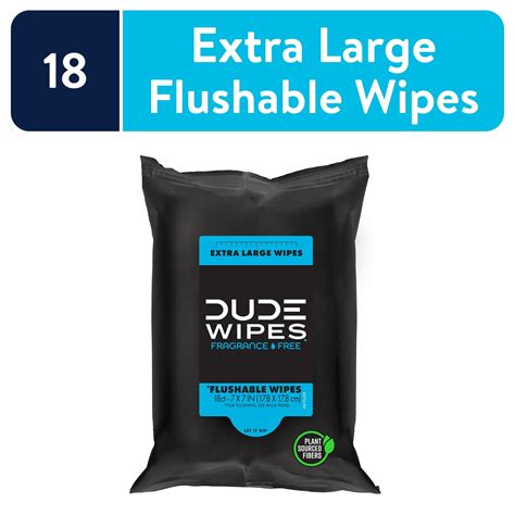Dude Wipes Unscented Flushable Wipes 18 Wipespack Resealable Travel