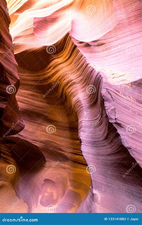 Beautiful View Of Antelope Canyon Sandstone Formations In Famous Navajo