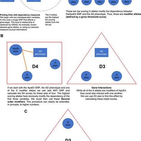 schematic diagrams of the use of the dependency measures in several