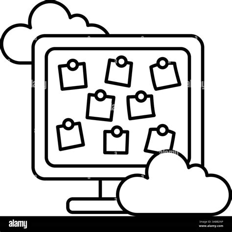A Computer Monitor With A Bunch Of Sticky Notes On It Stock Vector