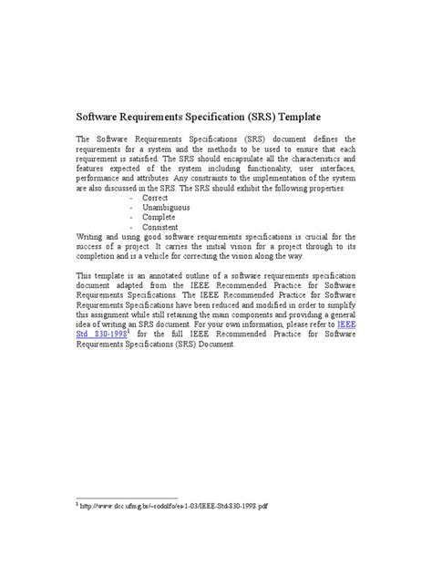 Ieee Srs Template Pdf Specification Technical Standard Digital