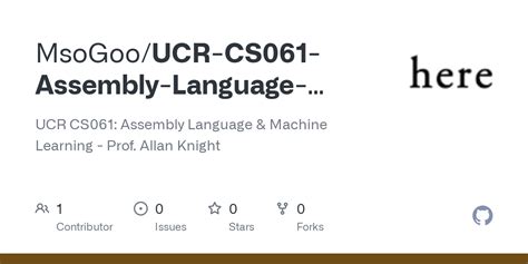 Github Msogooucr Cs061 Assembly Language Machine Learning Ucr Cs061