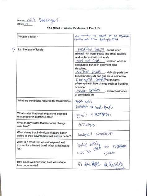 12 2 Fossils Notes Pdf Earth Sciences Geology