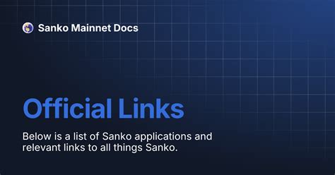 Official Links Sanko Mainnet Docs