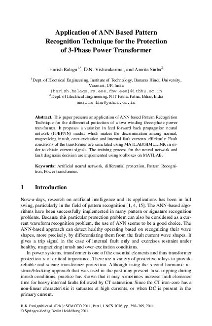 Pdf Application Of Ann Based Pattern Recognition Technique For The