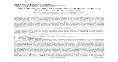 Pdf Fpga Implementation Of Systolic Array Architecture For 3d Dwt
