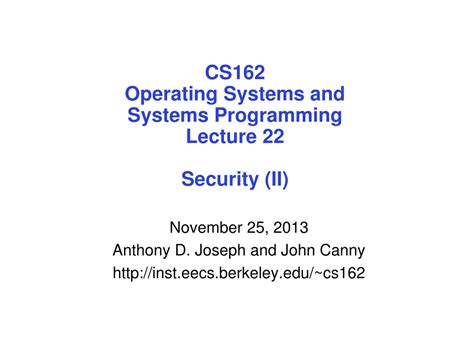 Ppt Cs162 Lecture 22 Operating System Security Ii Powerpoint Presentation Id 9558522