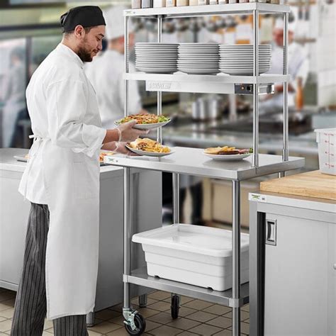 Regency 24 X 36 Expeditor Table With Double Overshelf Strip Warmer