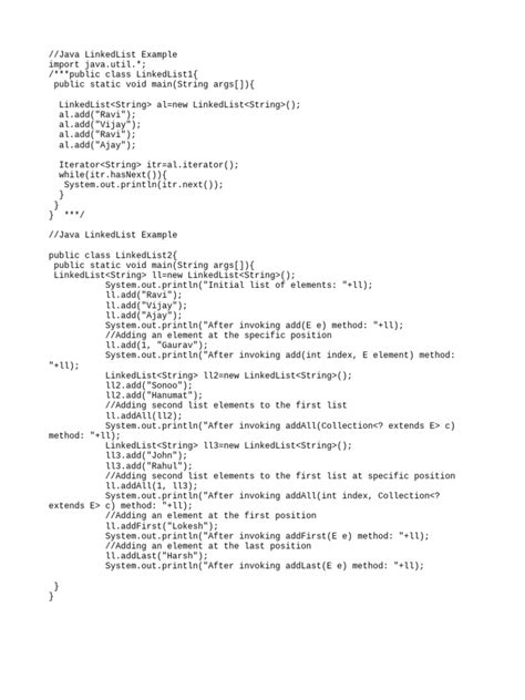 java linkedlist example pdf