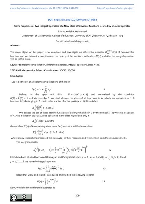 Pdf Some Properties Of Two Integral Operators Of A New Class Of Univalent Functions Defined By