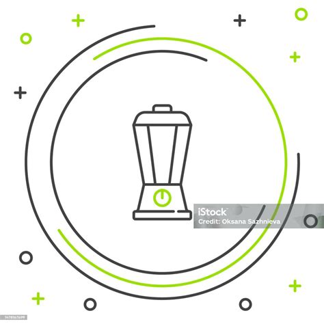 흰색 배경에 격리 된 라인 블렌더 아이콘 그릇 부엌 전기 고정 블렌더 스무디 칵테일 또는 주스를 요리합니다 다채로운 개요 개념 벡터 가정 생활에 대한 스톡 벡터 아트 및