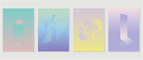 Abstract Gradient Background Vector Set Minimalist Style Cover Template With Vibrant