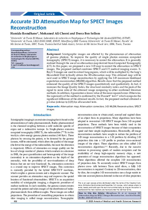 Pdf Accurate 3d Attenuation Map For Spect Images Reconstruction