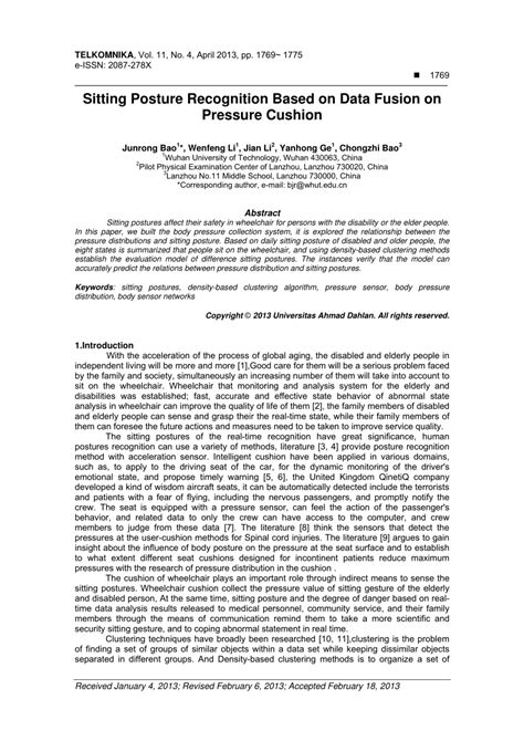 Pdf Sitting Posture Recognition Based On Data Fusion On Pressure Cushion