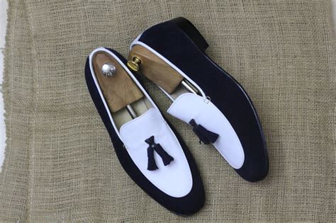 Black And White Tussle Loafer Leather Suede Shoesparty Shoes For Mens On Storenvy