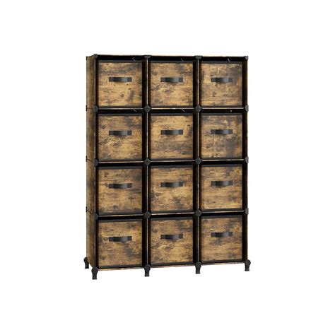 Set Of 12 Cube Organizer Rustic Brown Fredco