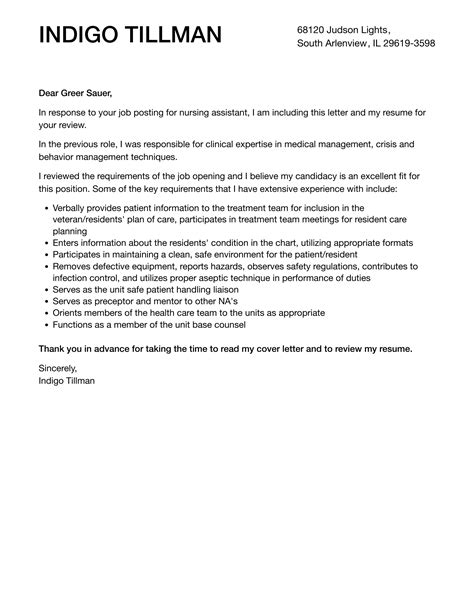Cna Cover Letter Example Template Writing Tips