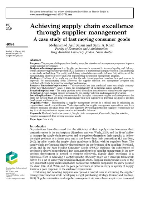 Achieving Supply Chain Excellence Through Supplier Management Pdf