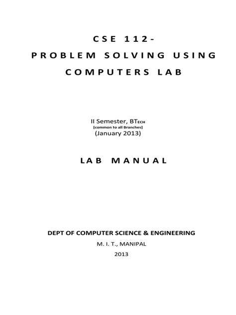 Cse 112 Psuc Labmanual Jan2013 Pdf Pointer Computer Programming