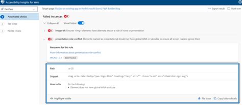 Pwa Builder Blog Elements Marked As Presentational Should Not Have Global Aria Or Tabindex To