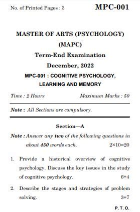 IGNOU MPC 1 Previous Years Solved Question Paper