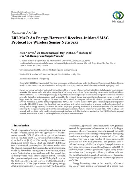 Pdf Eri Mac An Energy Harvested Receiver Initiated Mac Protocol For