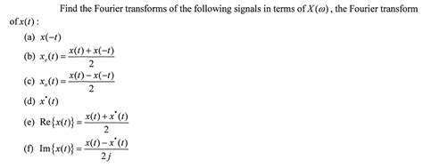 Solved Find The Fourier Transforms Of The Following Signals Chegg