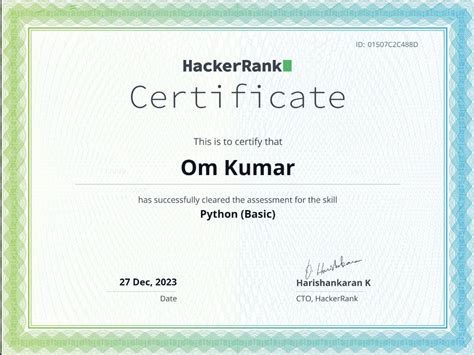 Python Certification Programming Hackerrank Careerdevelopment Om Kumar