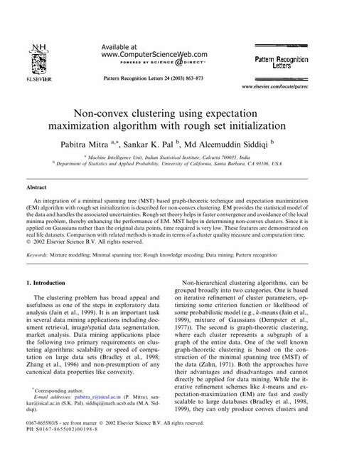 Pdf Non Convex Clustering Using Expectation Maximization Algorithm