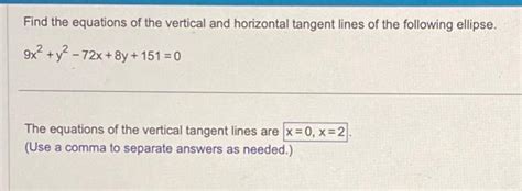 Solved Find The Equations Of The Vertical And Horizontal