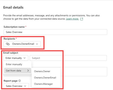 为 Power Bi 报表创建动态订阅 Power Bi Microsoft Learn
