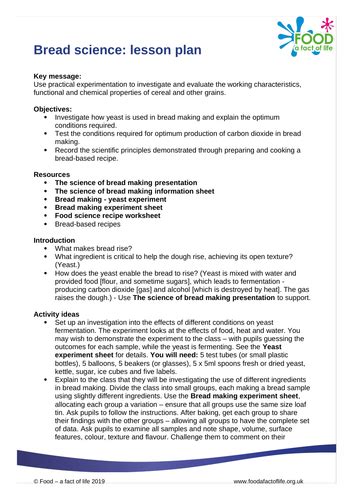 Bread Science Lesson Plan Teaching Resources