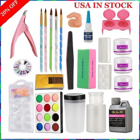 18 In 1 아크릴 액체 파우더 네일 아트 팁 파일 버퍼 펜 클리퍼 네일 브러쉬 홀더 샌딩 파일 네일 접착제 도구 키트세트and키트 Aliexpress