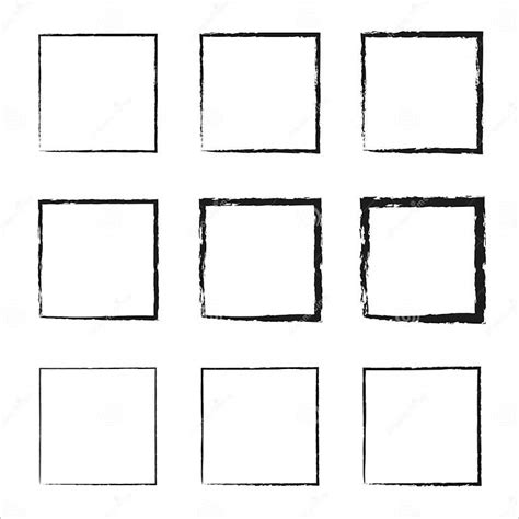 Collection Of Square Black Hand Drawn Grunge Frames Black Square Shape Borders Set Of Design