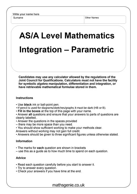 A Pure Integration Parametric Write Your Name Here
