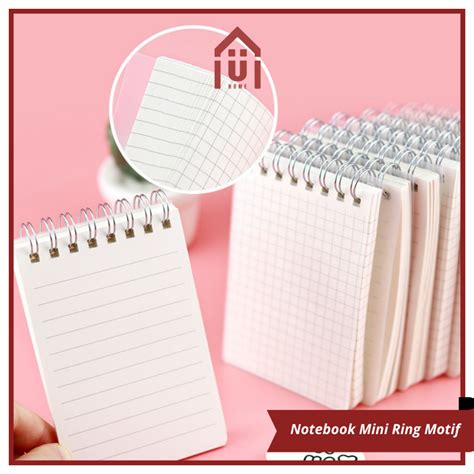 Jual Uniso Notebook Mini Ring Motif Garis Polos Kotak Simple Buku Catatan Kecil Multifungsi