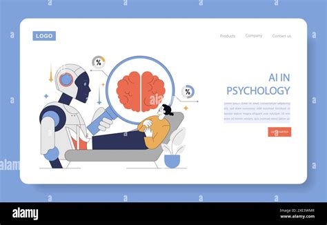 Ai In Psychology Concept A Robot Analyzes A Humans Brain Functions Representing The Fusion Of